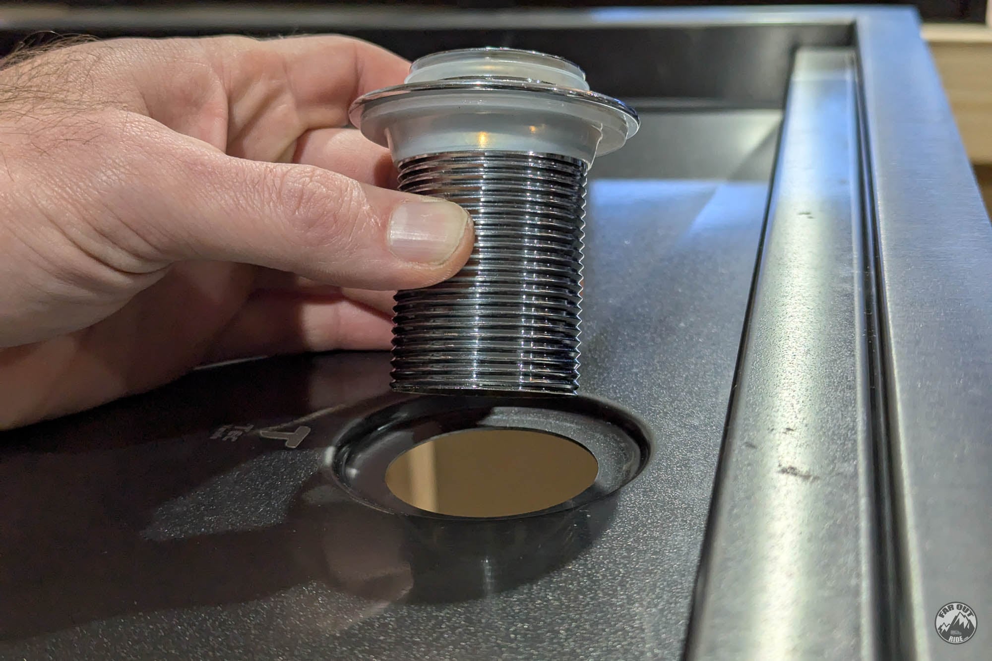 Hidden Shower with In-Floor Shower Pan for DIY Van Conversion - FarOutRide