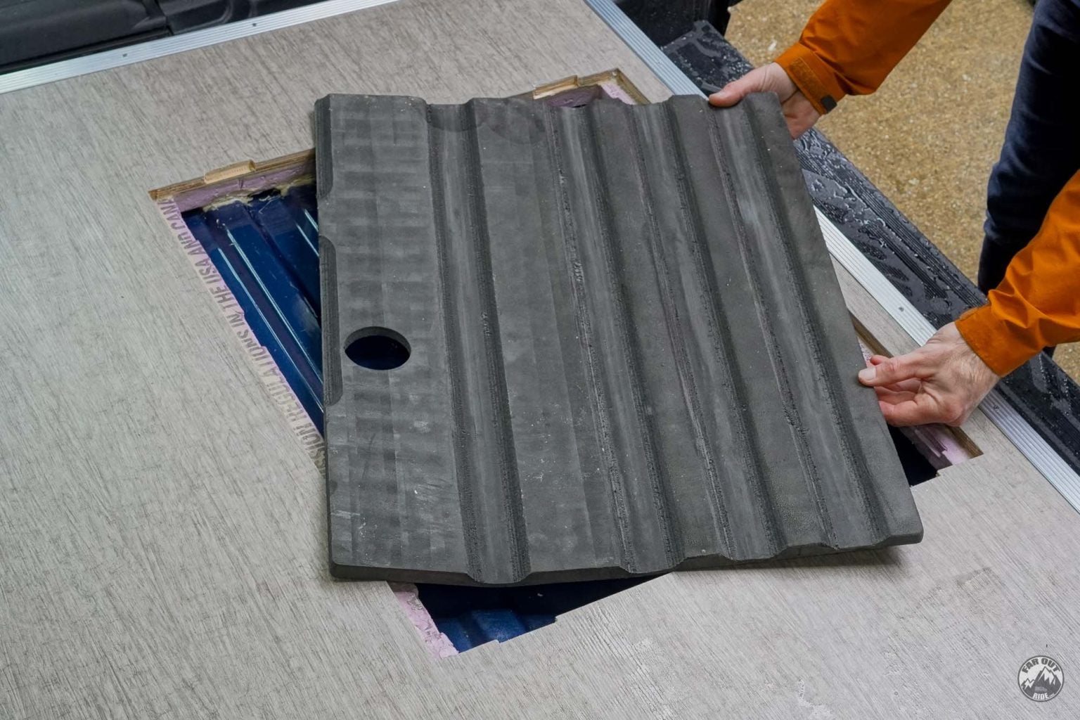 Hidden Shower with In-Floor Shower Pan for DIY Van Conversion - FarOutRide